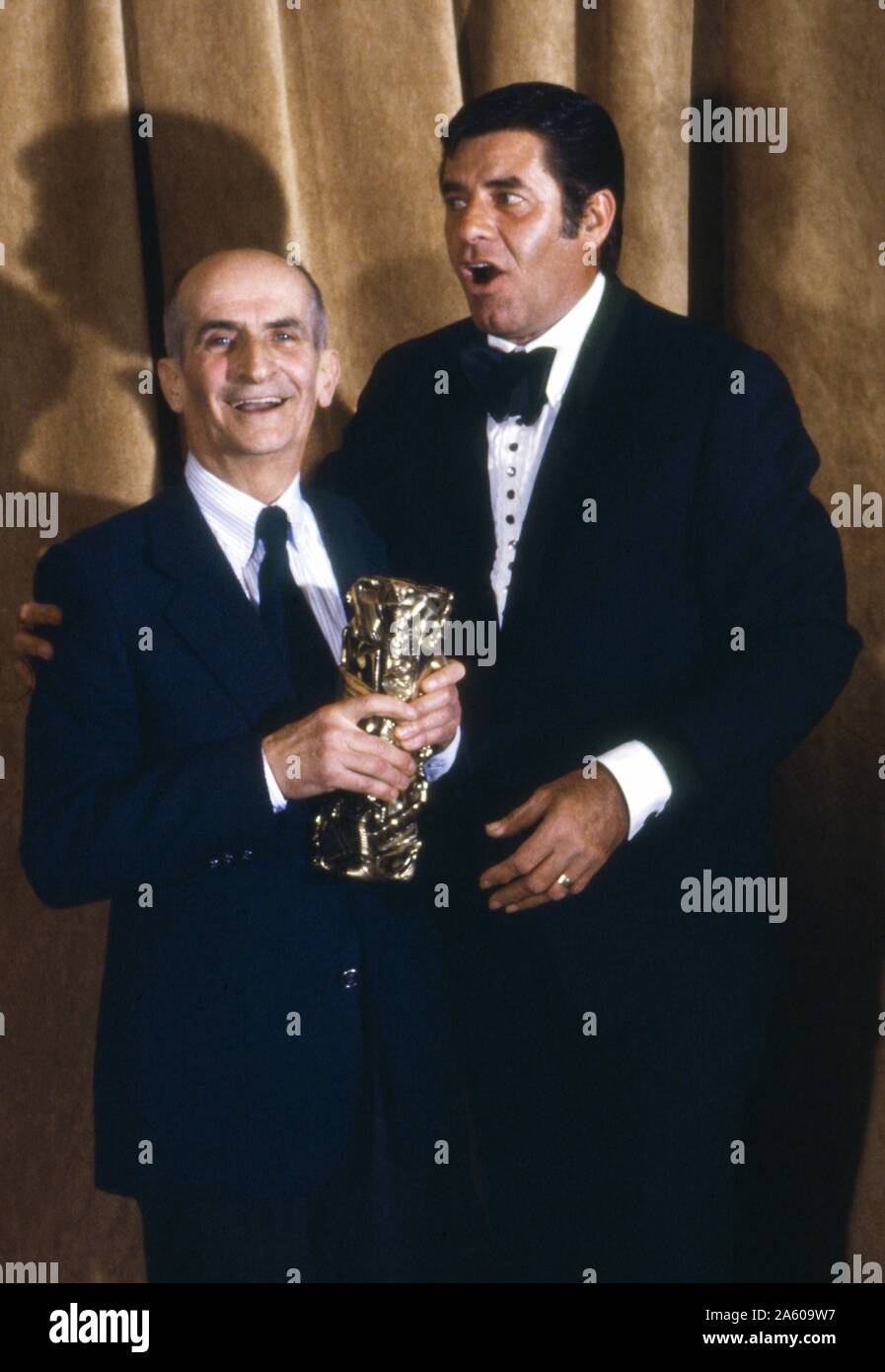 French actor Louis de Funès receiving a César d'Honneur from Jerry ...
