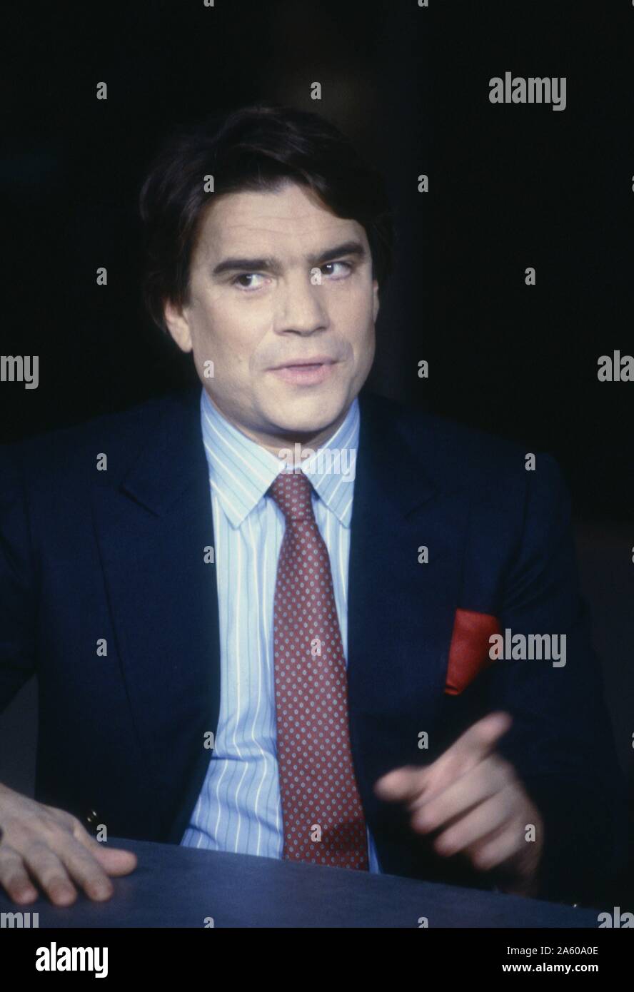 French businessman and politician Bernard Tapie on the set of a ...