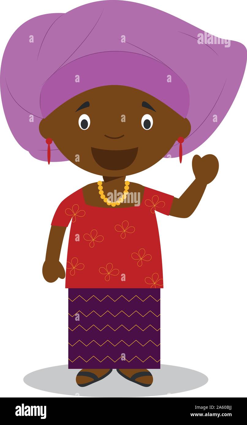 Character from Nigeria dressed in the traditional way with a gele ...