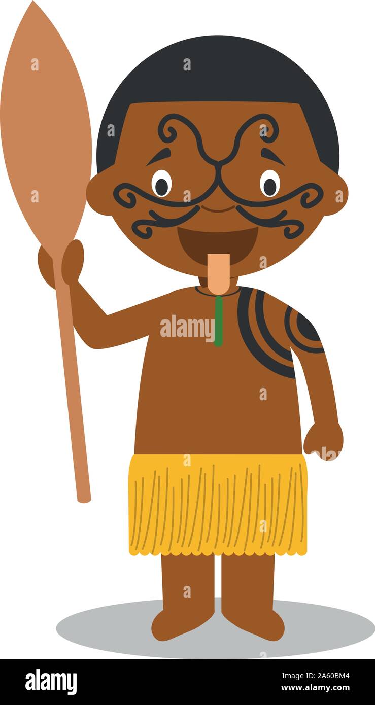 Character from New Zealand dressed in the traditional way of the Maori ...