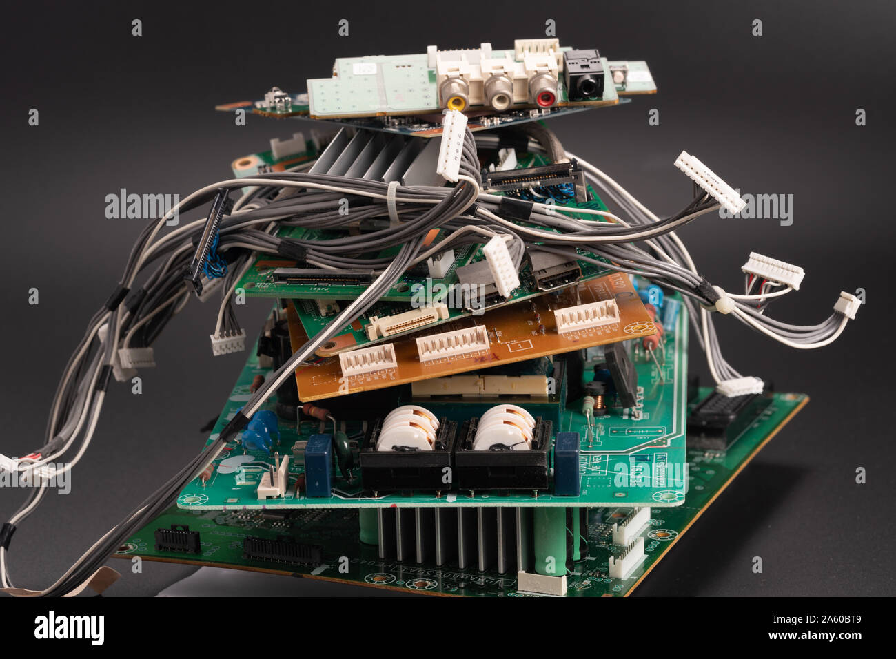 electronic PCB garbage as background from recycle industry and old ...