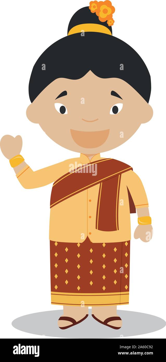 Character from Laos dressed in the traditional way Vector Illustration ...