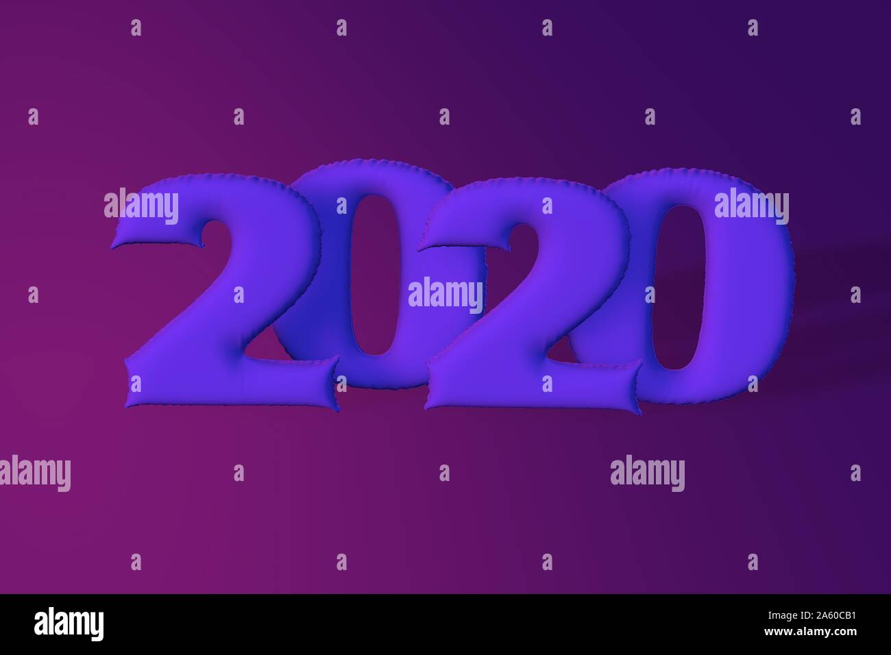 Neon inflatable figures 2020. Balloons. New Year. 3d render ...