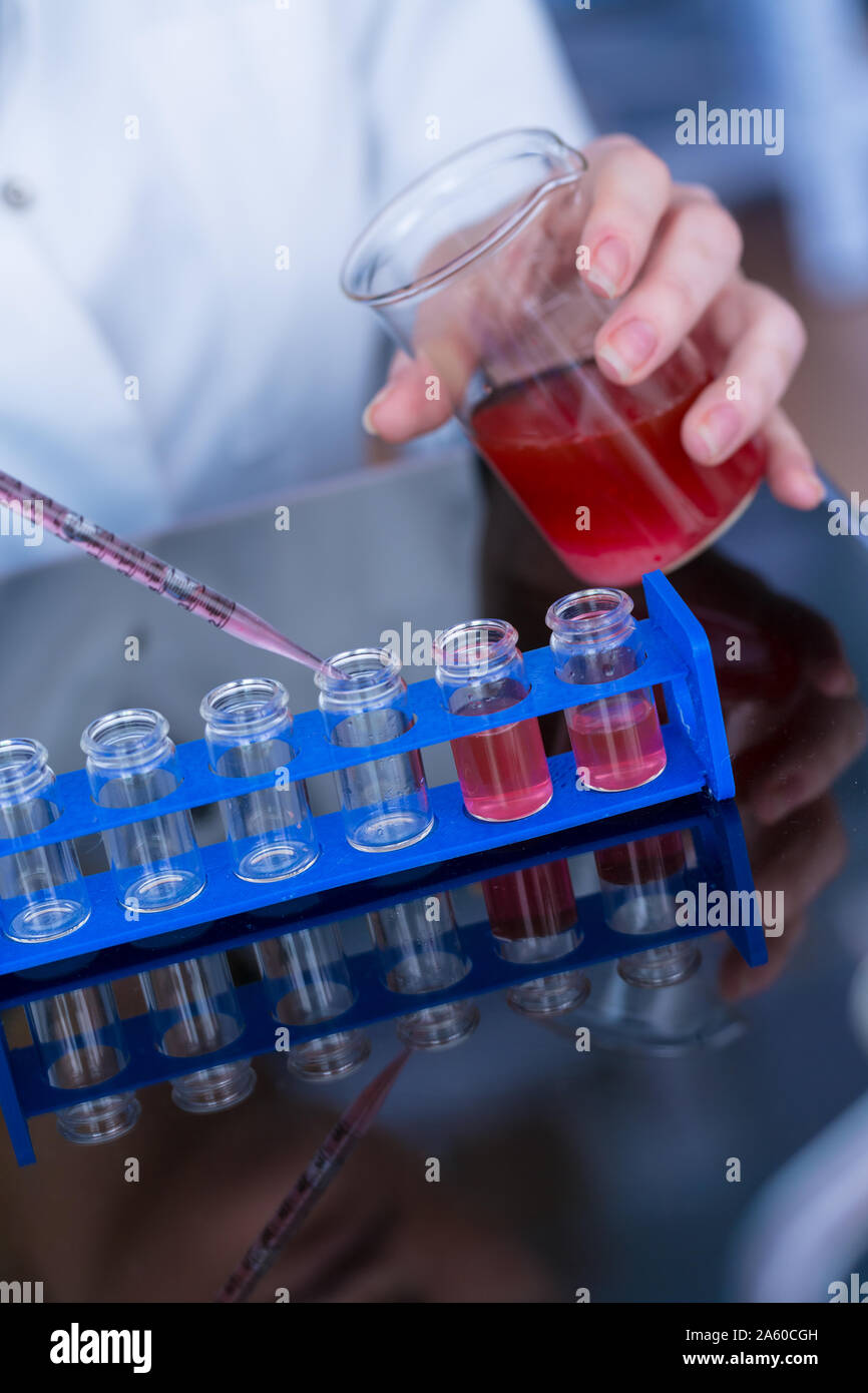 Using pipette in the laboratory Stock Photo - Alamy