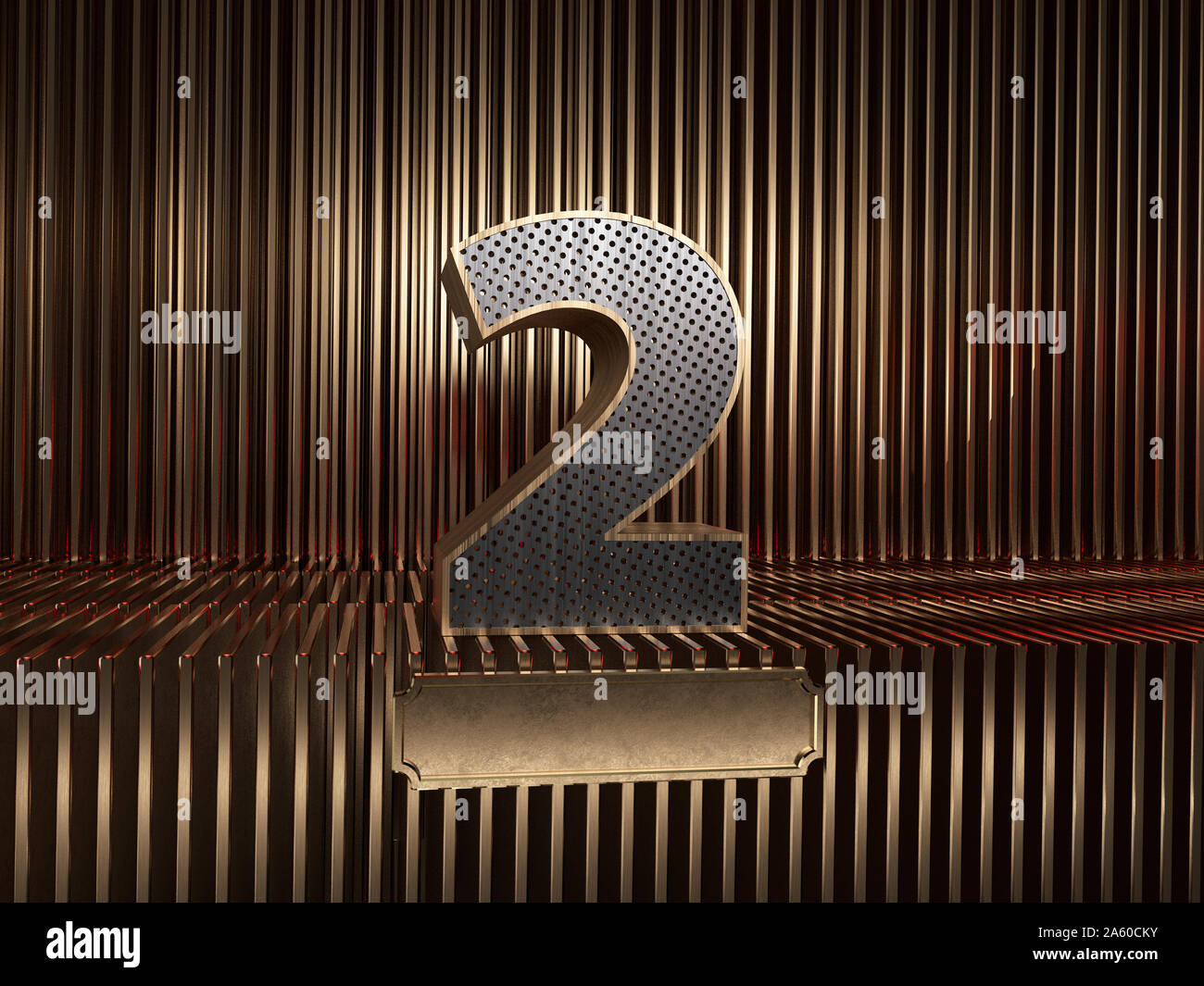 number 2 (number two), perforated with small holes on the background of ...