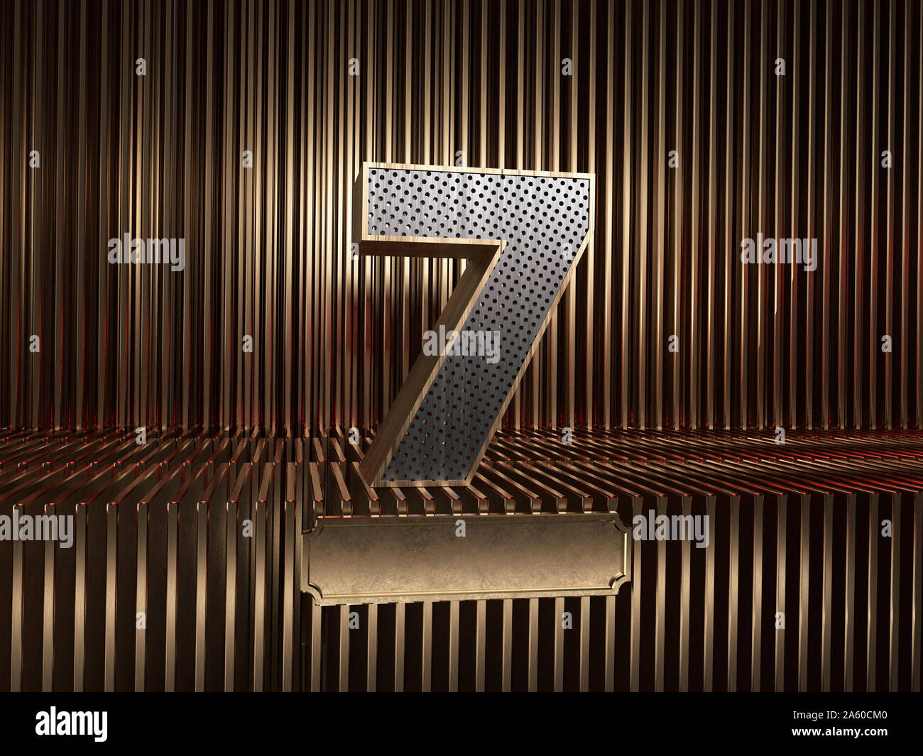 number 7 (number seven), perforated with small holes on the background ...
