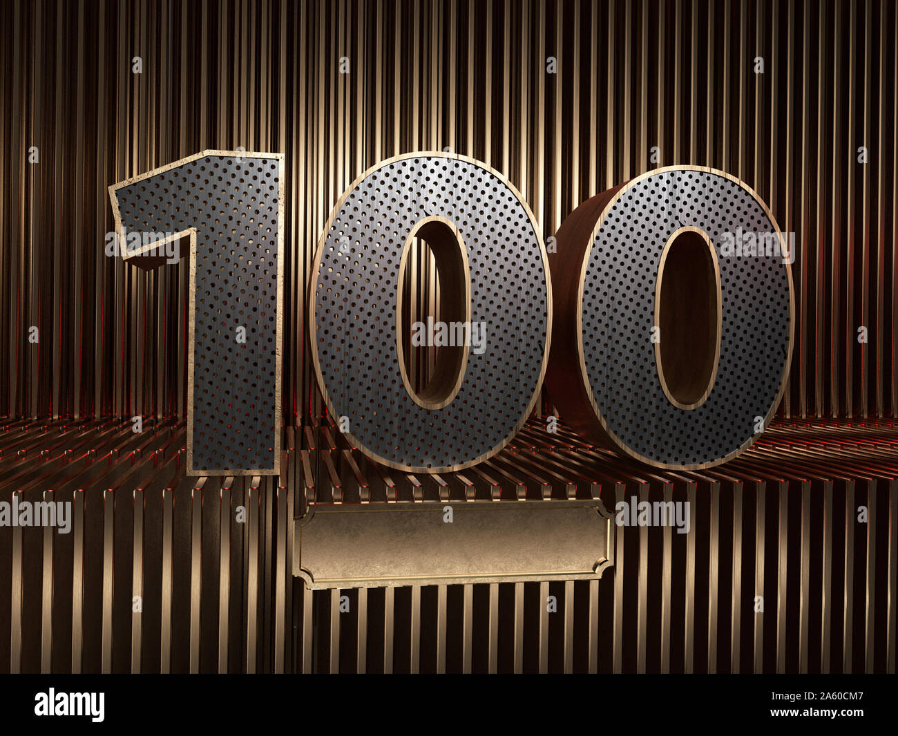 number 100 (number one hundred), perforated with small holes on the ...