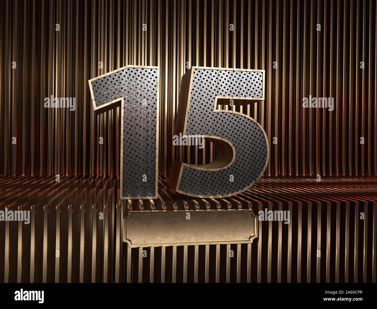 number 15 (number fifteen), perforated with small holes on the ...