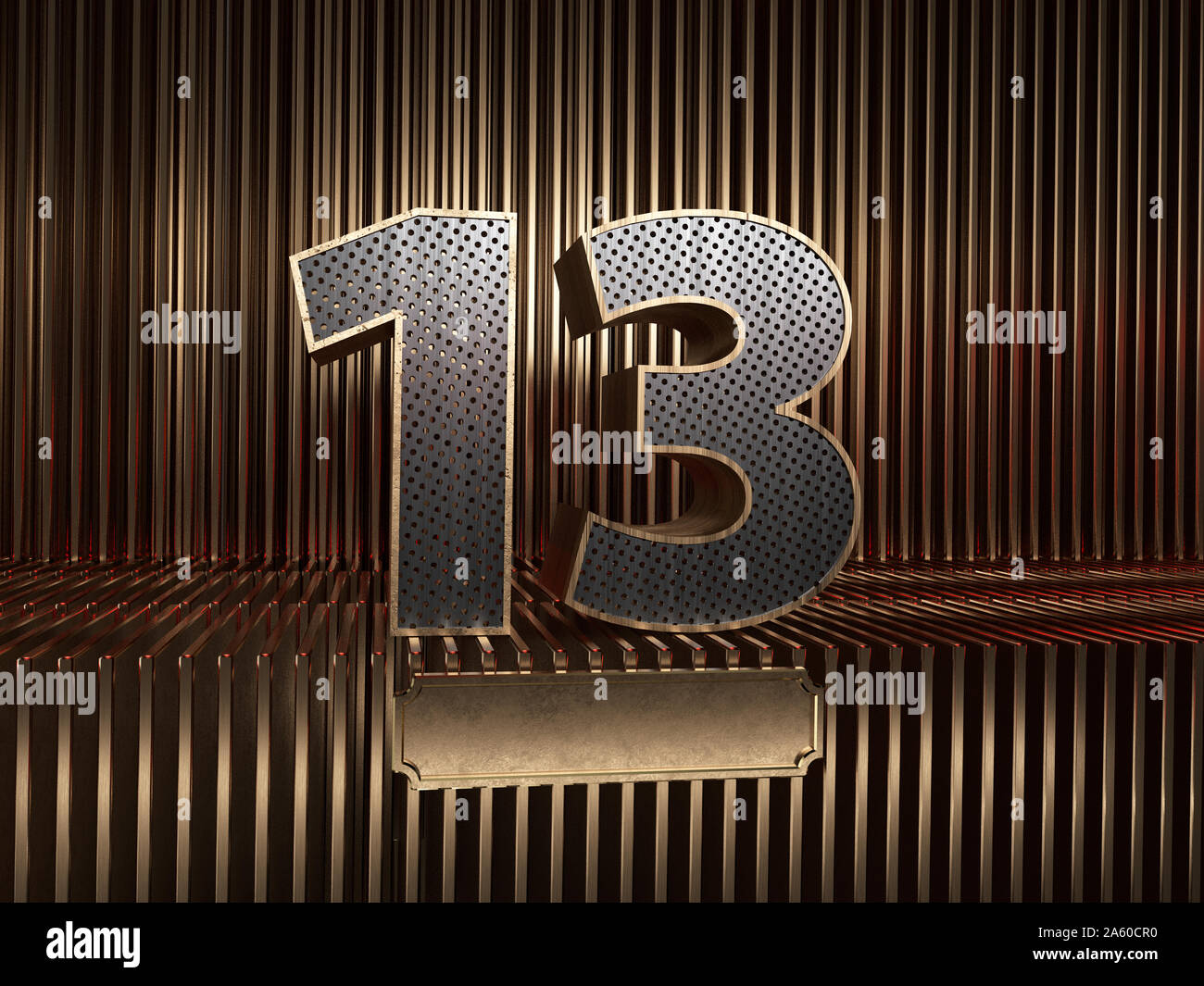 number 13 (number thirteen), perforated with small holes on the ...