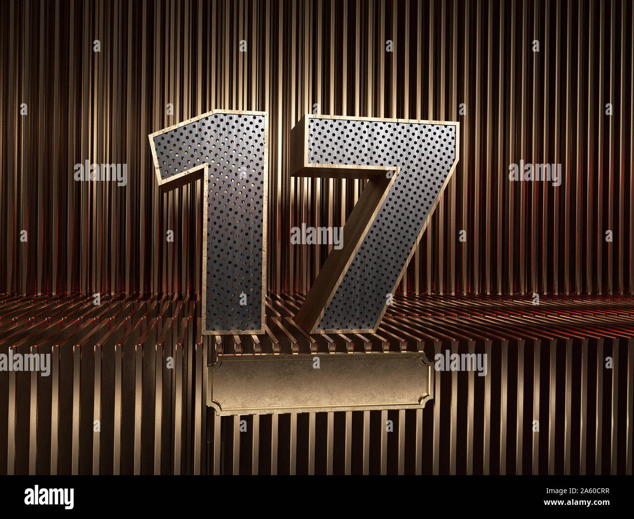 number 17 (number seventeen), perforated with small holes on the ...