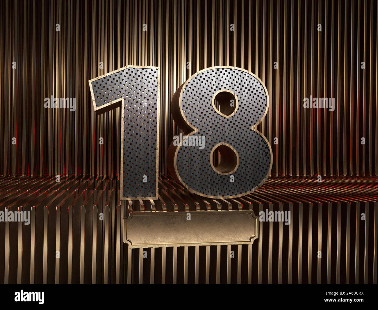 number 18 (number eighteen), perforated with small holes on the ...