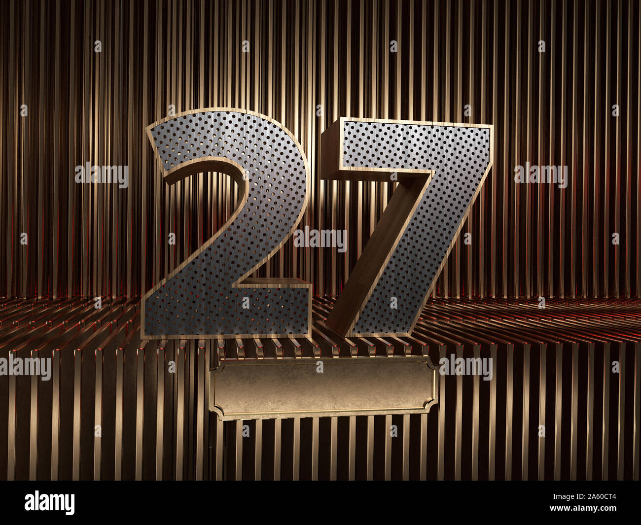 number 27 (number twenty-seven), perforated with small holes on the ...