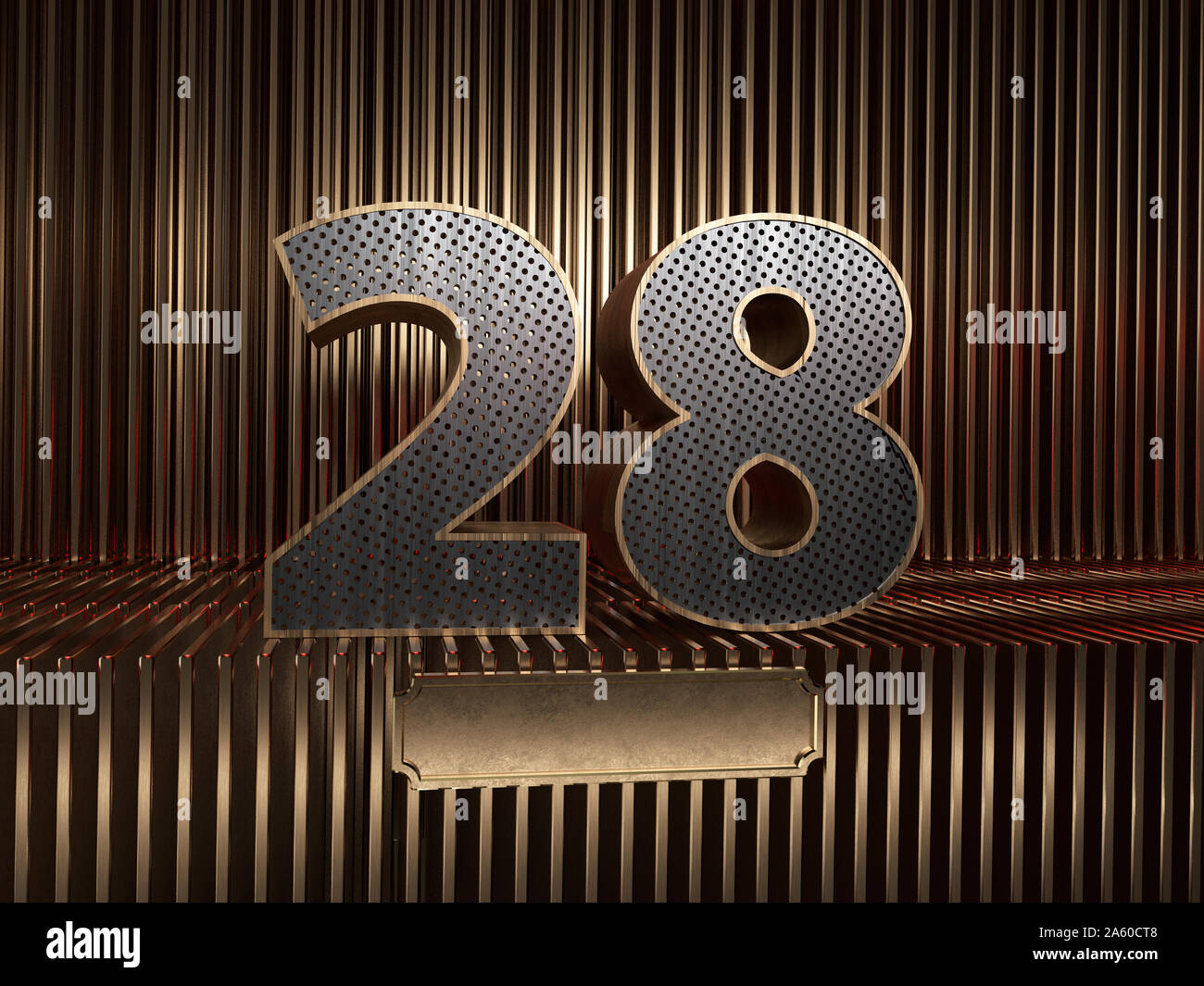 number 28 (number twenty-eight), perforated with small holes on the ...