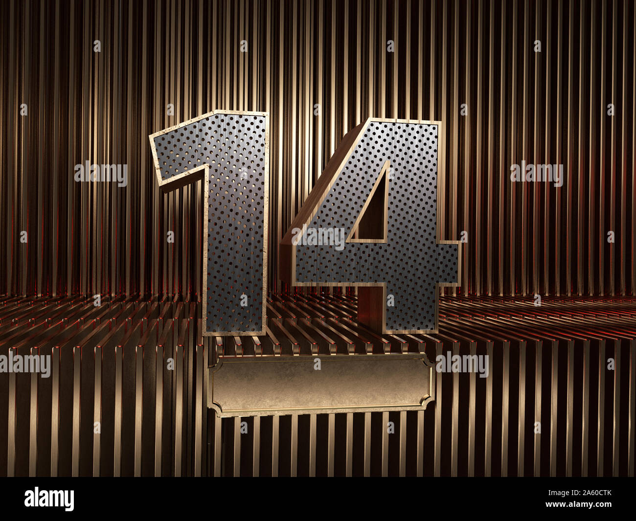 number 14 (number fourteen), perforated with small holes on the ...