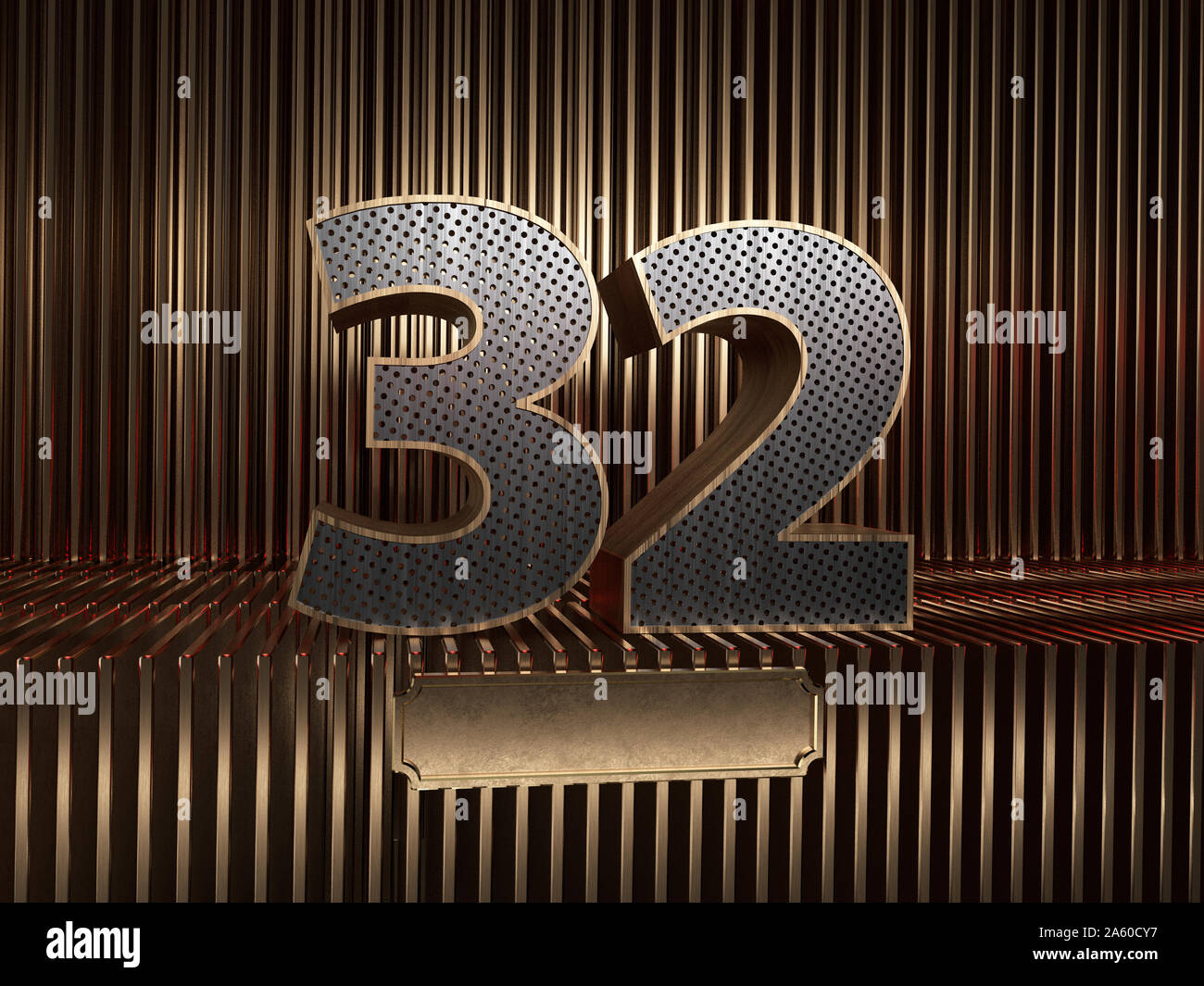 number 32 (number thirty-two), perforated with small holes on the ...