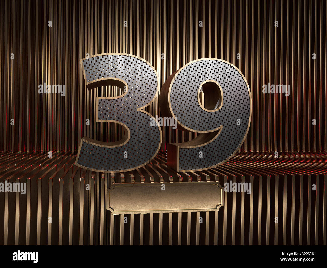 number 39 (number thirty-nine), perforated with small holes on the ...