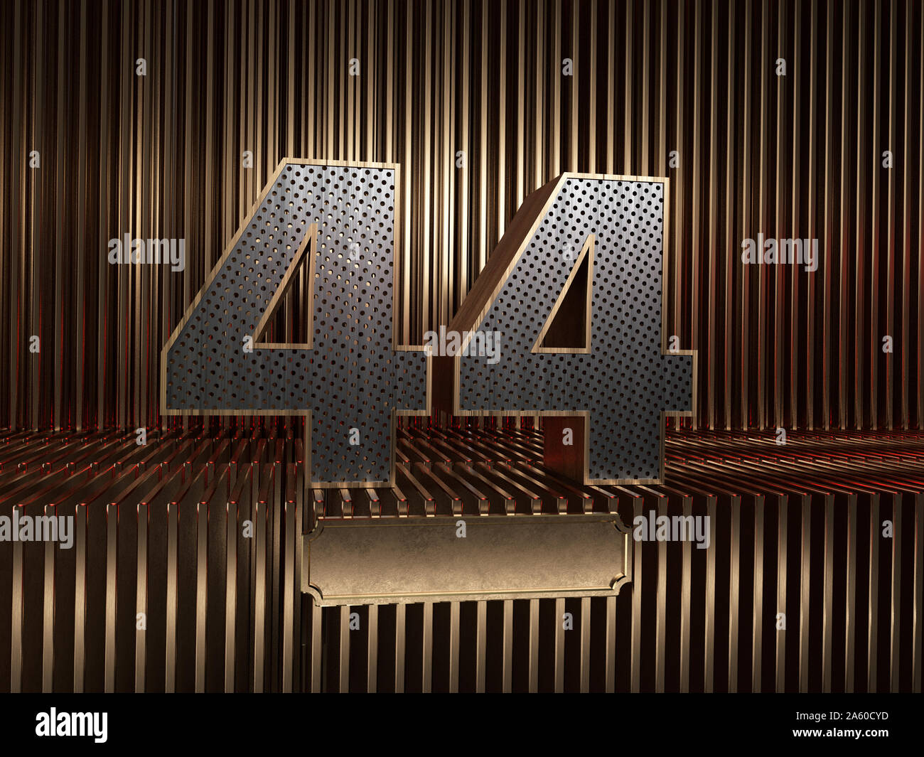 number 44 (number forty-four), perforated with small holes on the ...