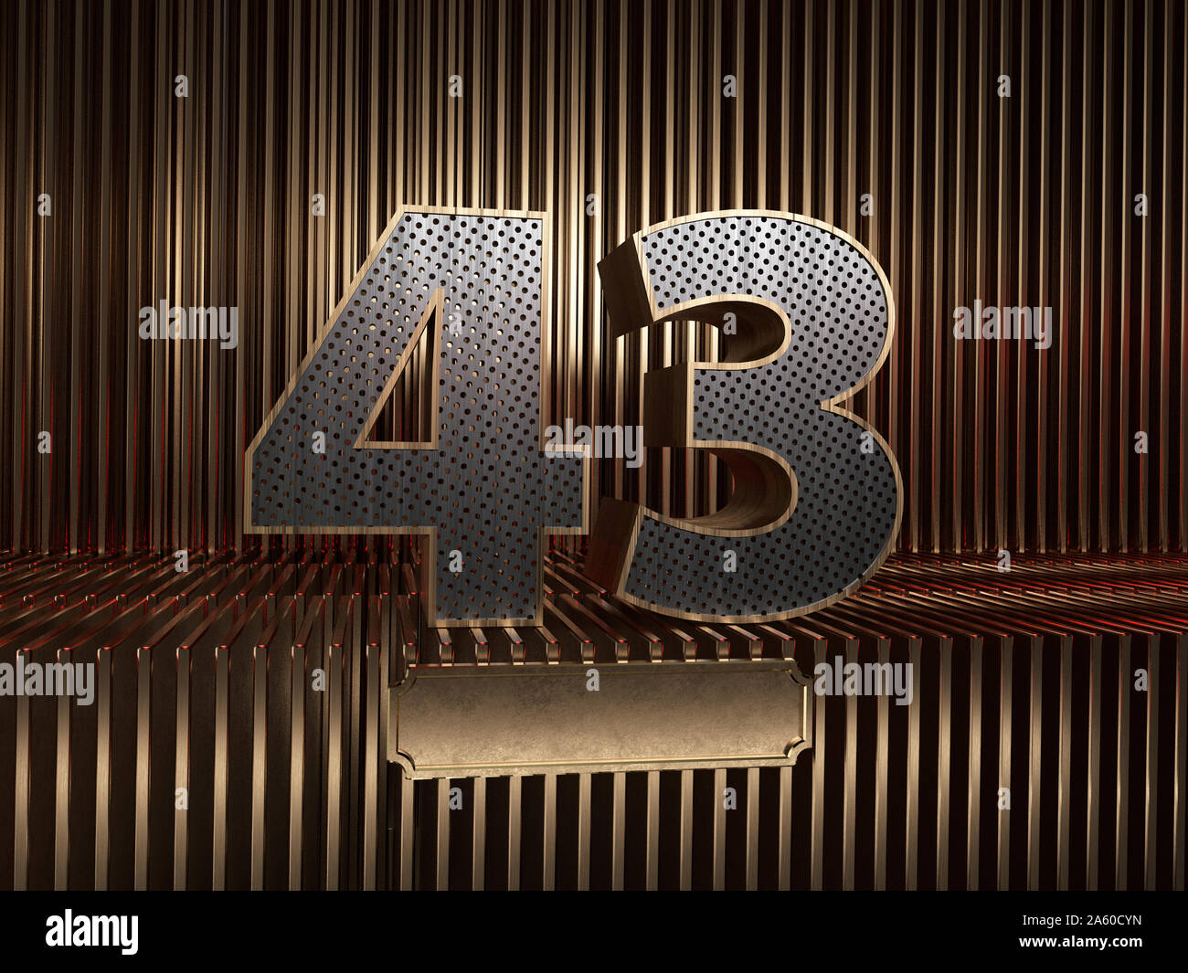 number 43 (number forty-three), perforated with small holes on the ...