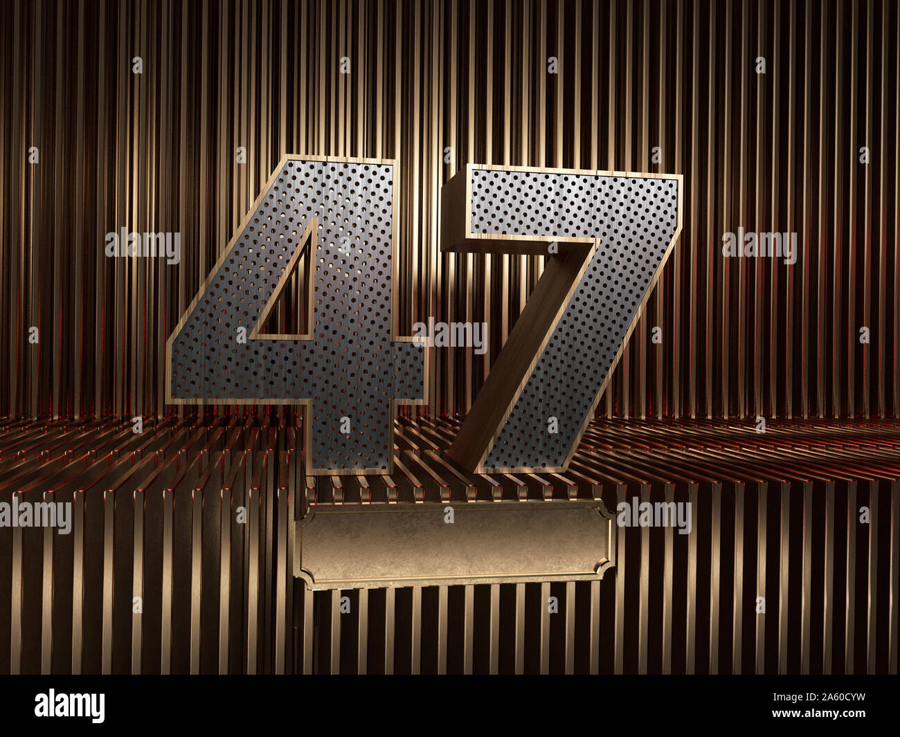 number 47 (number forty-seven), perforated with small holes on the ...