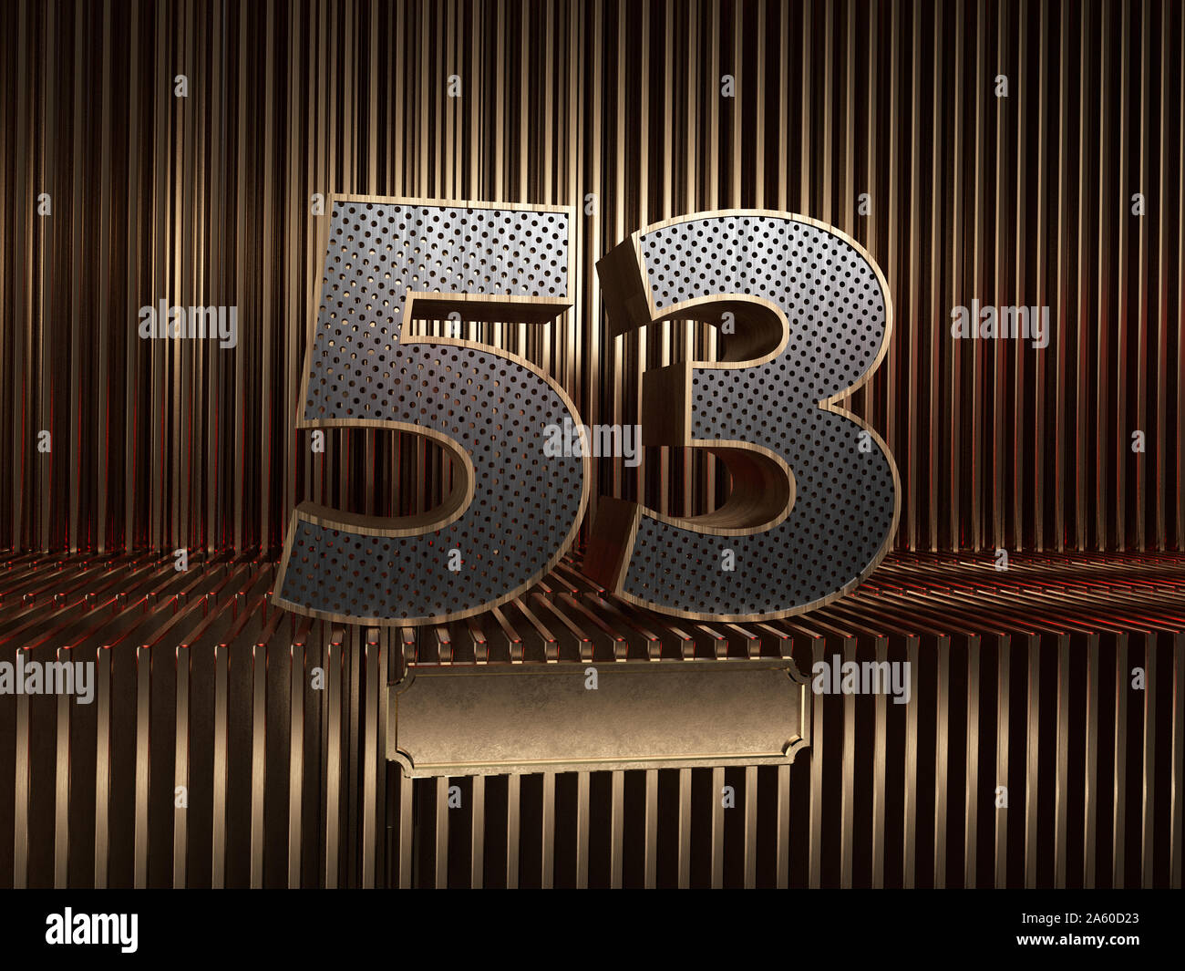 number 53 (number fifty-three), perforated with small holes on the ...