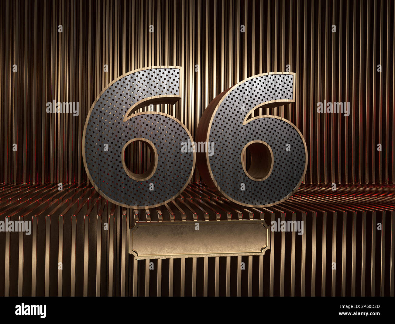 number 66 (number sixty-six), perforated with small holes on the ...