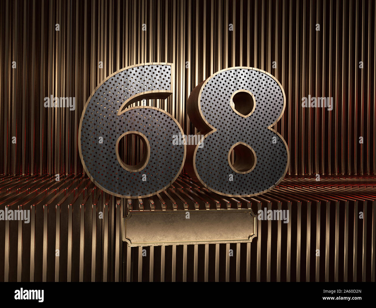 number 68 (number sixty-eight), perforated with small holes on the ...