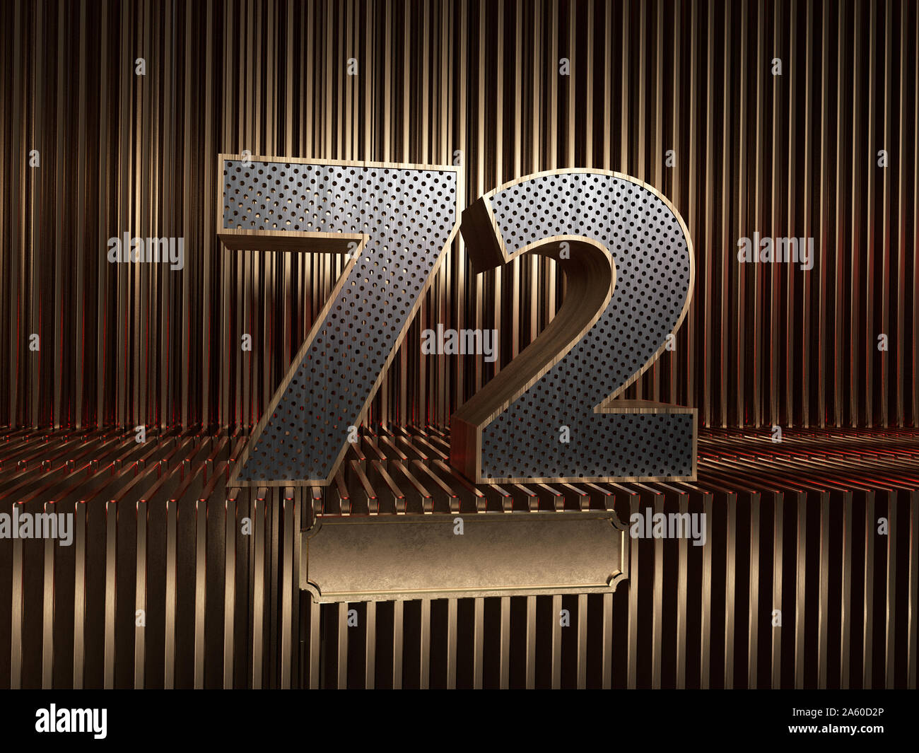 number 72 (number seventy-two), perforated with small holes on the ...