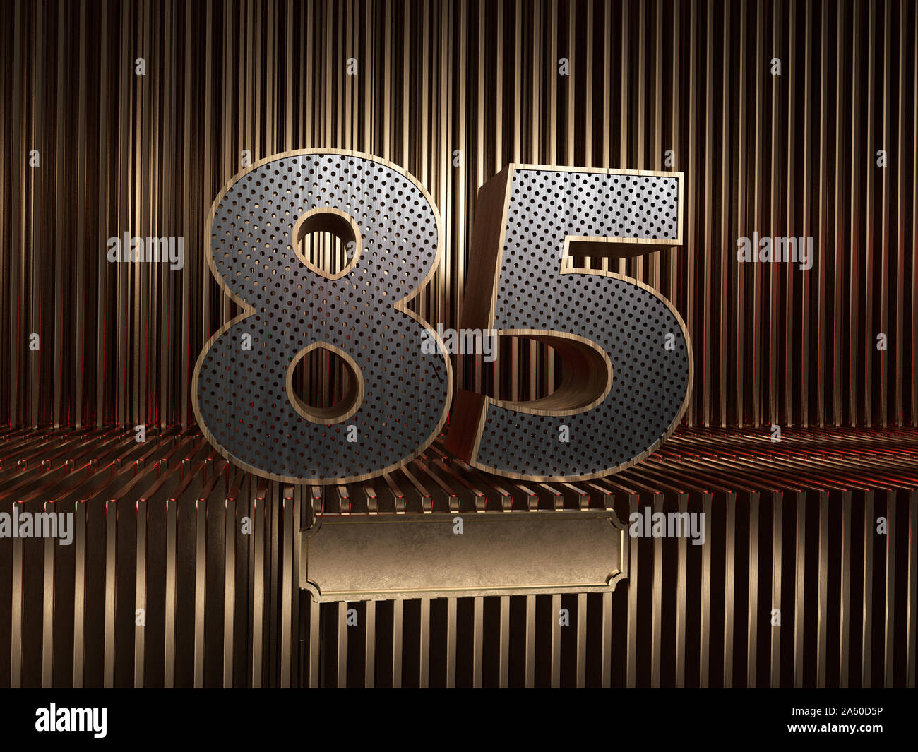 number 85 (number eighty-five), perforated with small holes on the ...