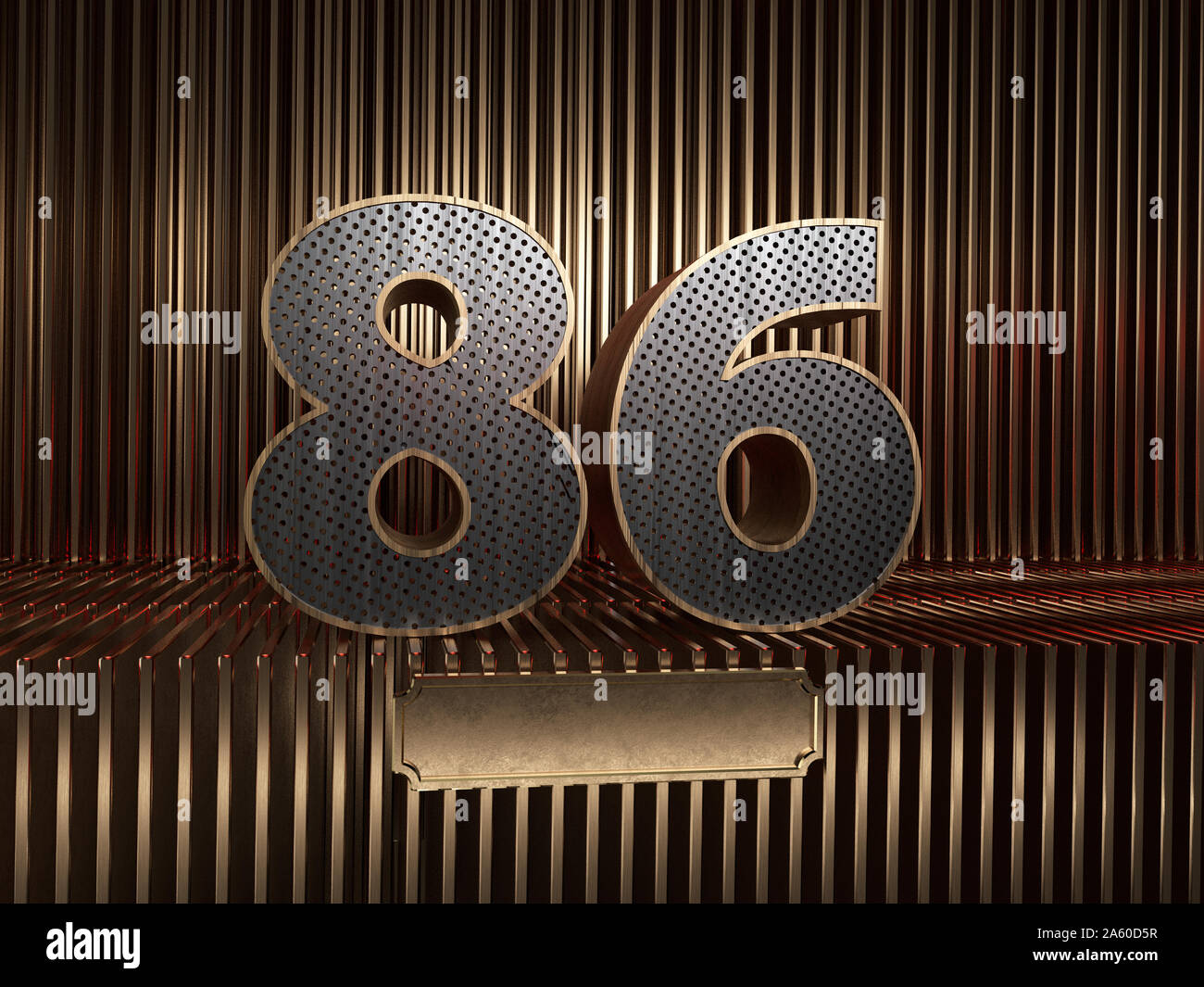 number 86 (number eighty-six), perforated with small holes on the ...