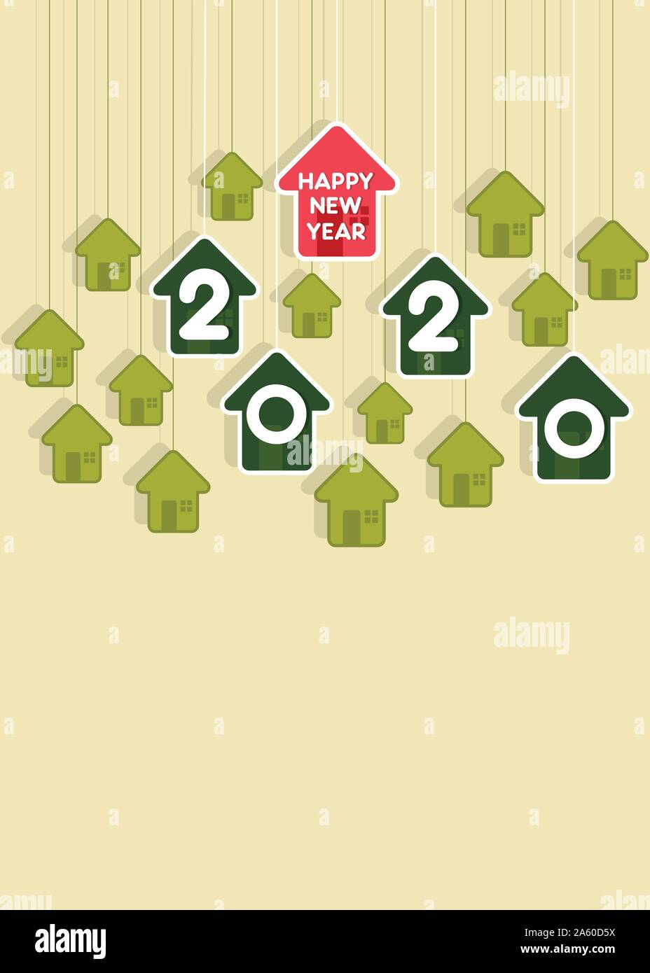 Happy new year 2020 card design, using house symbol background concept ...