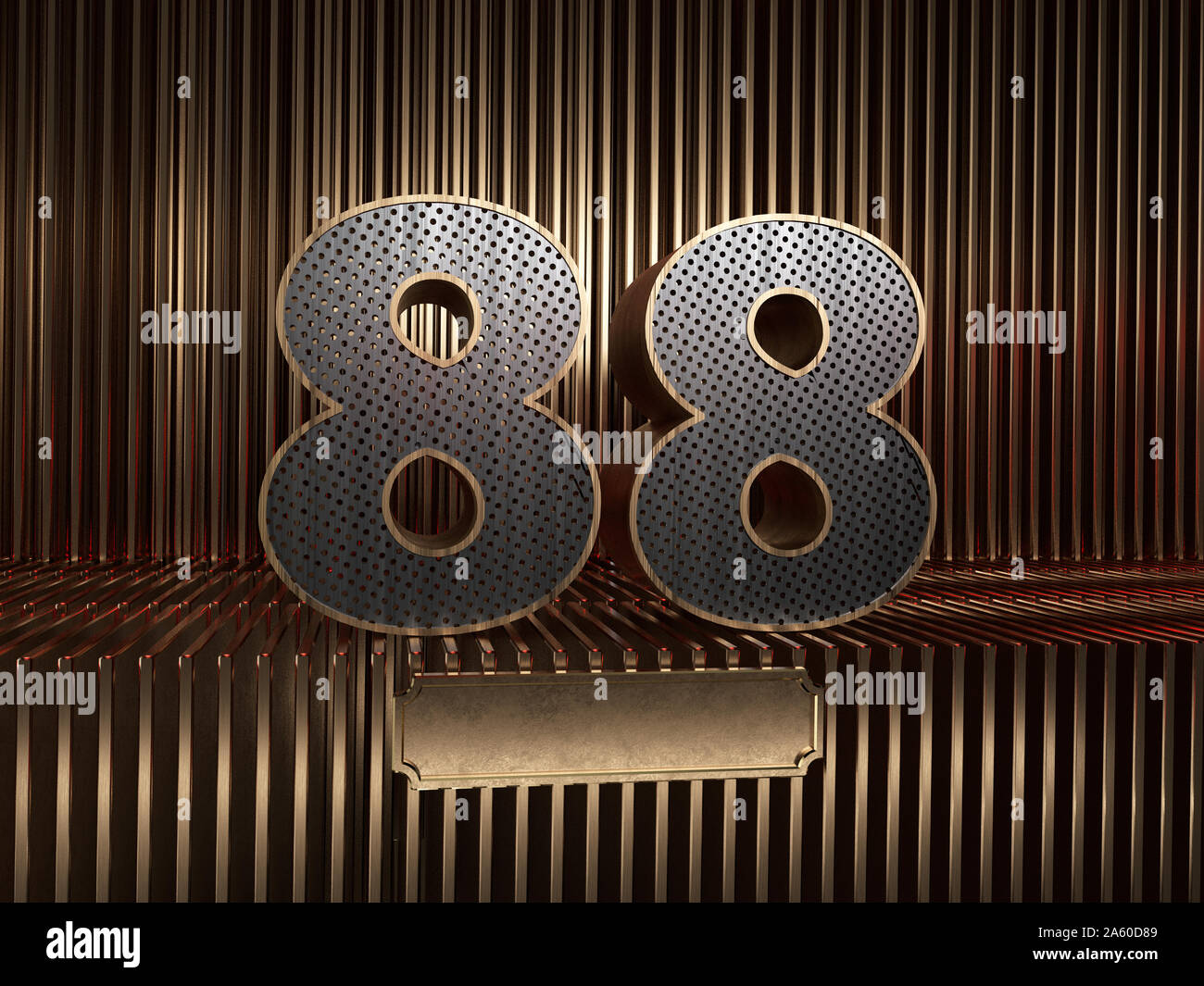 number 88 (number eighty-eight), perforated with small holes on the ...
