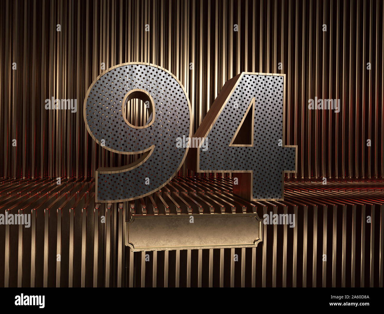 number 94 (number ninety-four), perforated with small holes on the ...