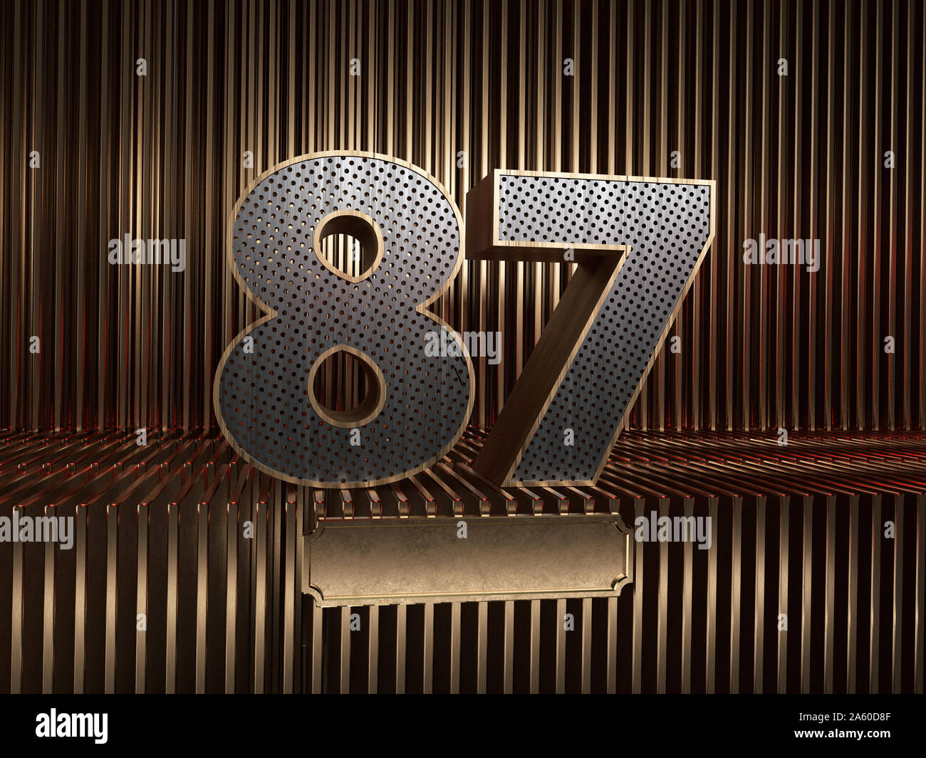 number 87 (number eighty-seven), perforated with small holes on the ...