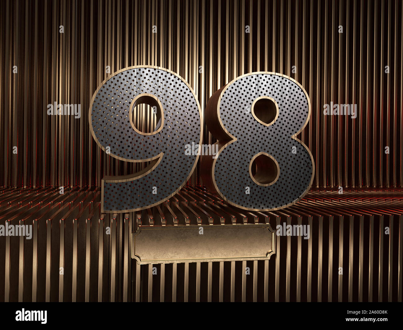 number 98 (number ninety-eight), perforated with small holes on the ...