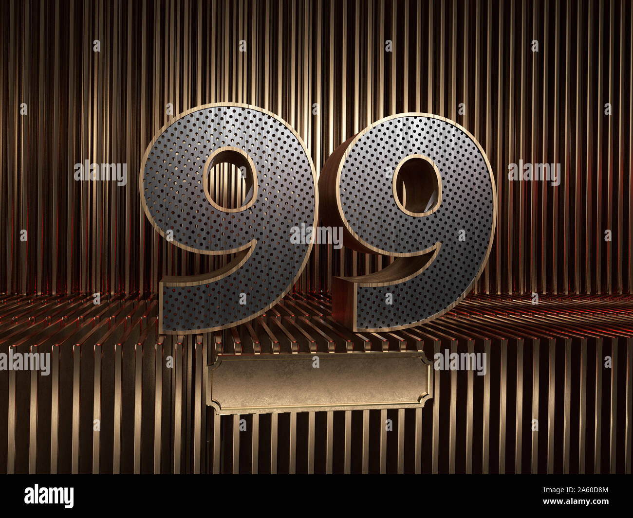 number 99 (number ninety-nine), perforated with small holes on the ...