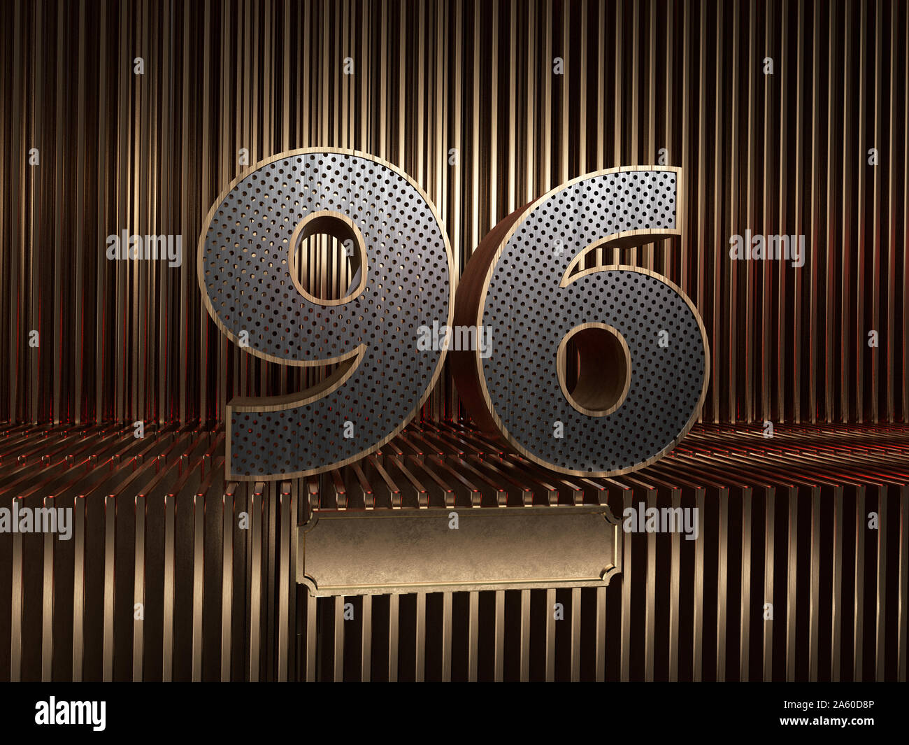 number 96 (number ninety-six), perforated with small holes on the ...