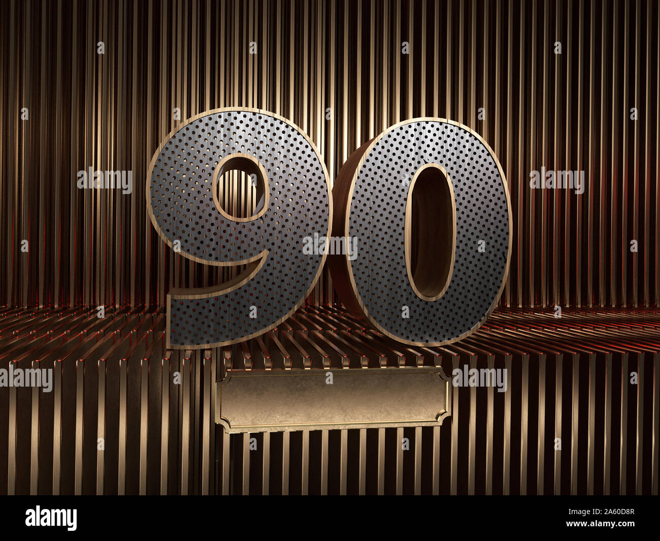 number 90 (number ninety), perforated with small holes on the ...