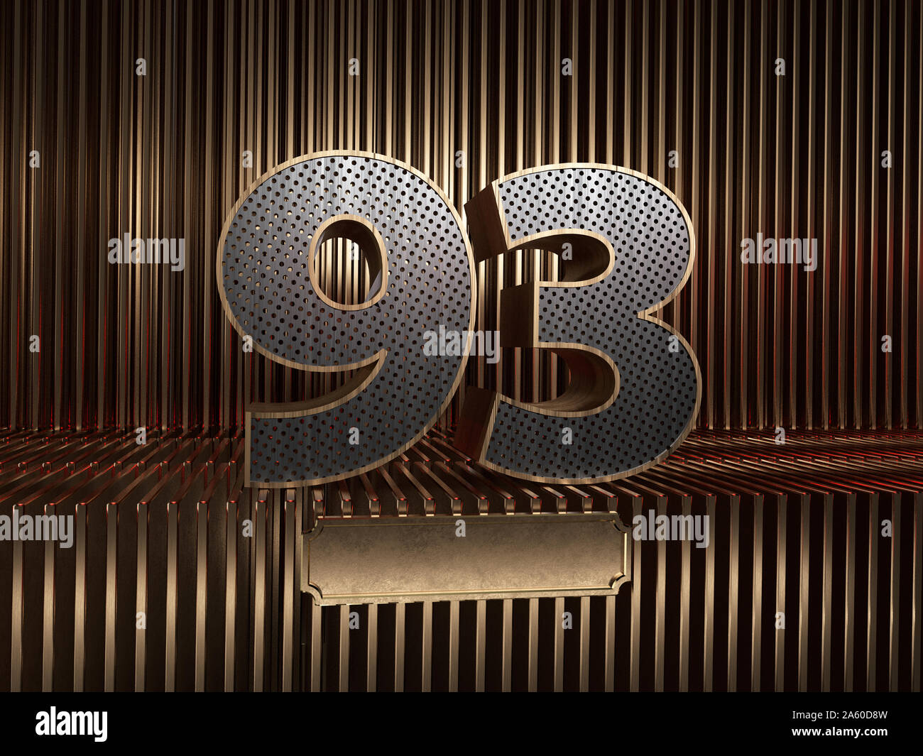 number 93 (number ninety-three), perforated with small holes on the ...