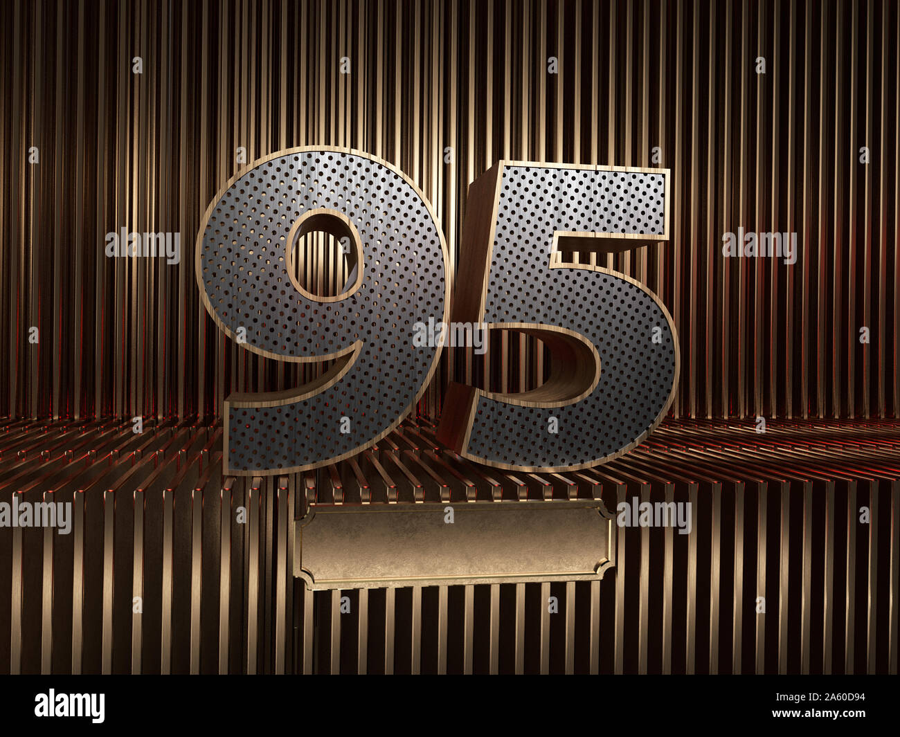 number 95 (number ninety-five), perforated with small holes on the ...