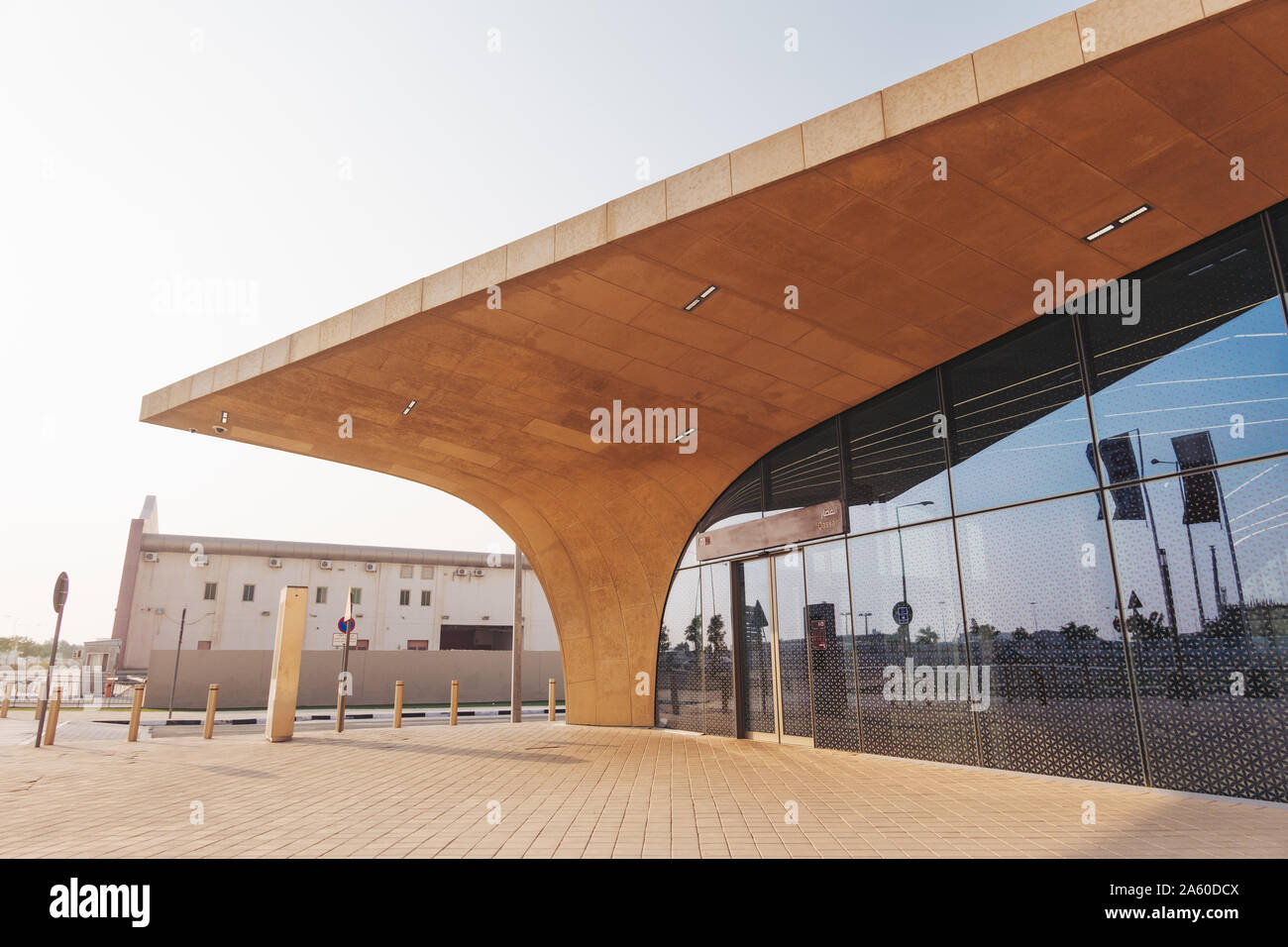 The outside entrance to the Al Qassar underground metro station, in the ...