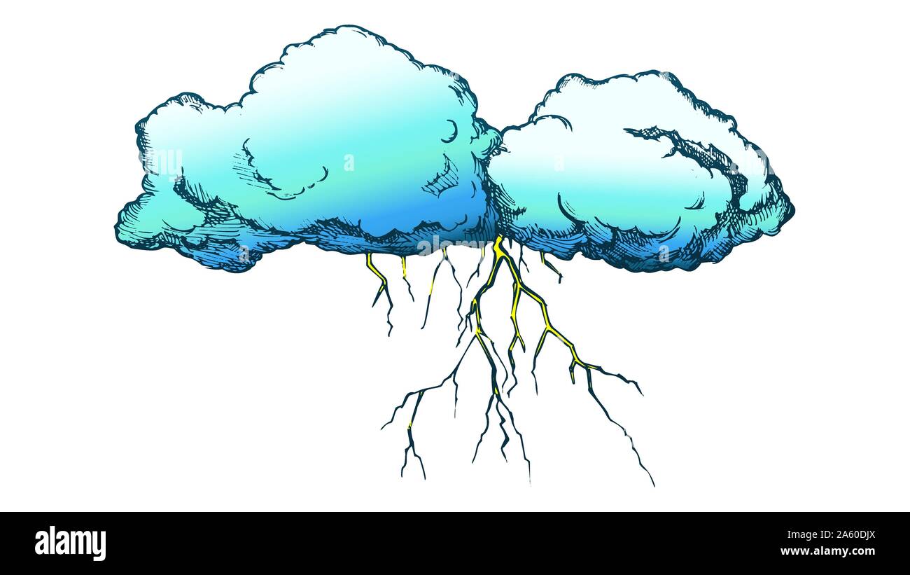 Storm Cloud With Flash Lightning Color Vector Stock Vector Image & Art ...