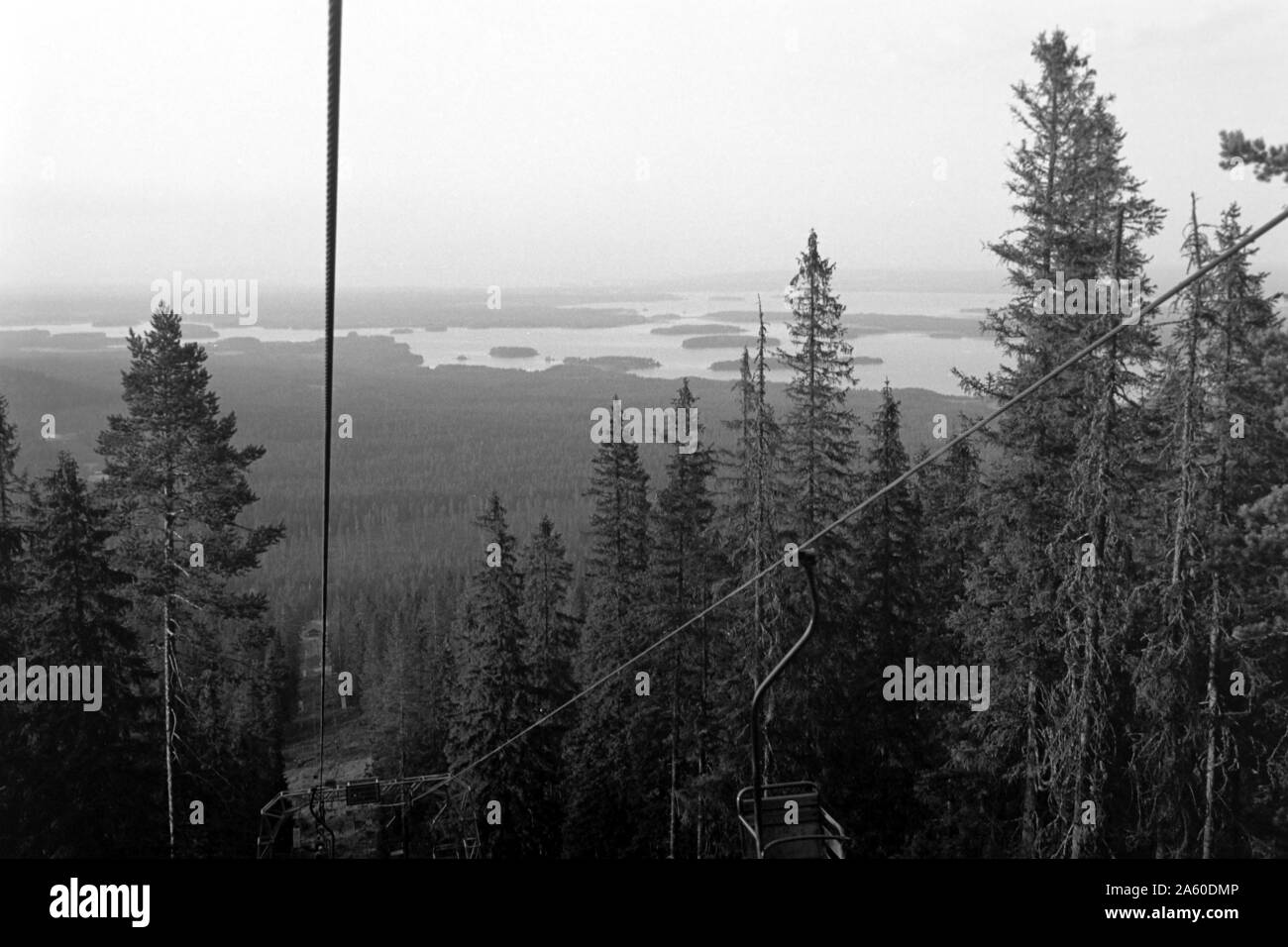 Skilift am Gesundaberget, Sollerön, Schweden, 1969. Ski lift at ...