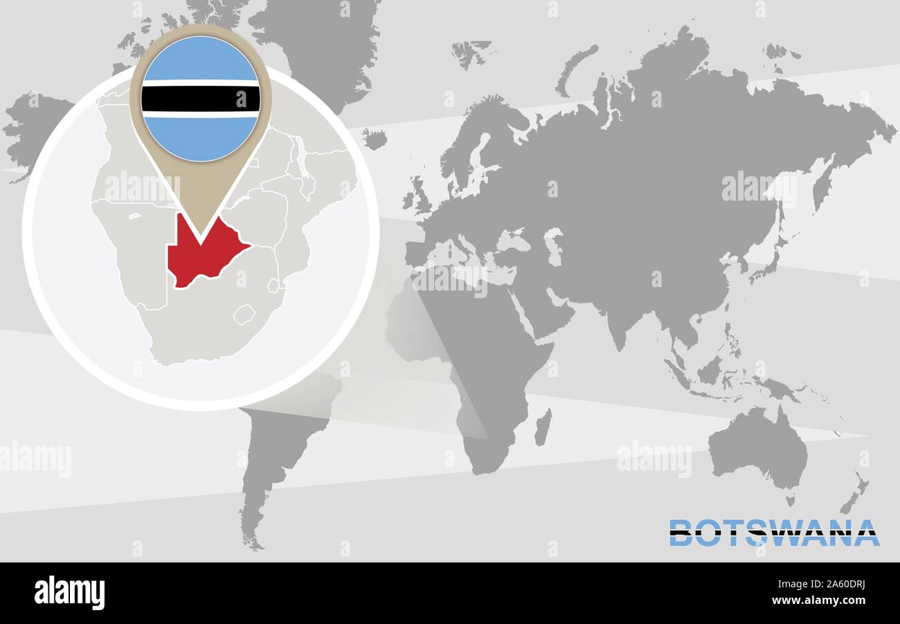 World map with magnified Botswana. Botswana flag and map Stock Vector Image & Art - Alamy