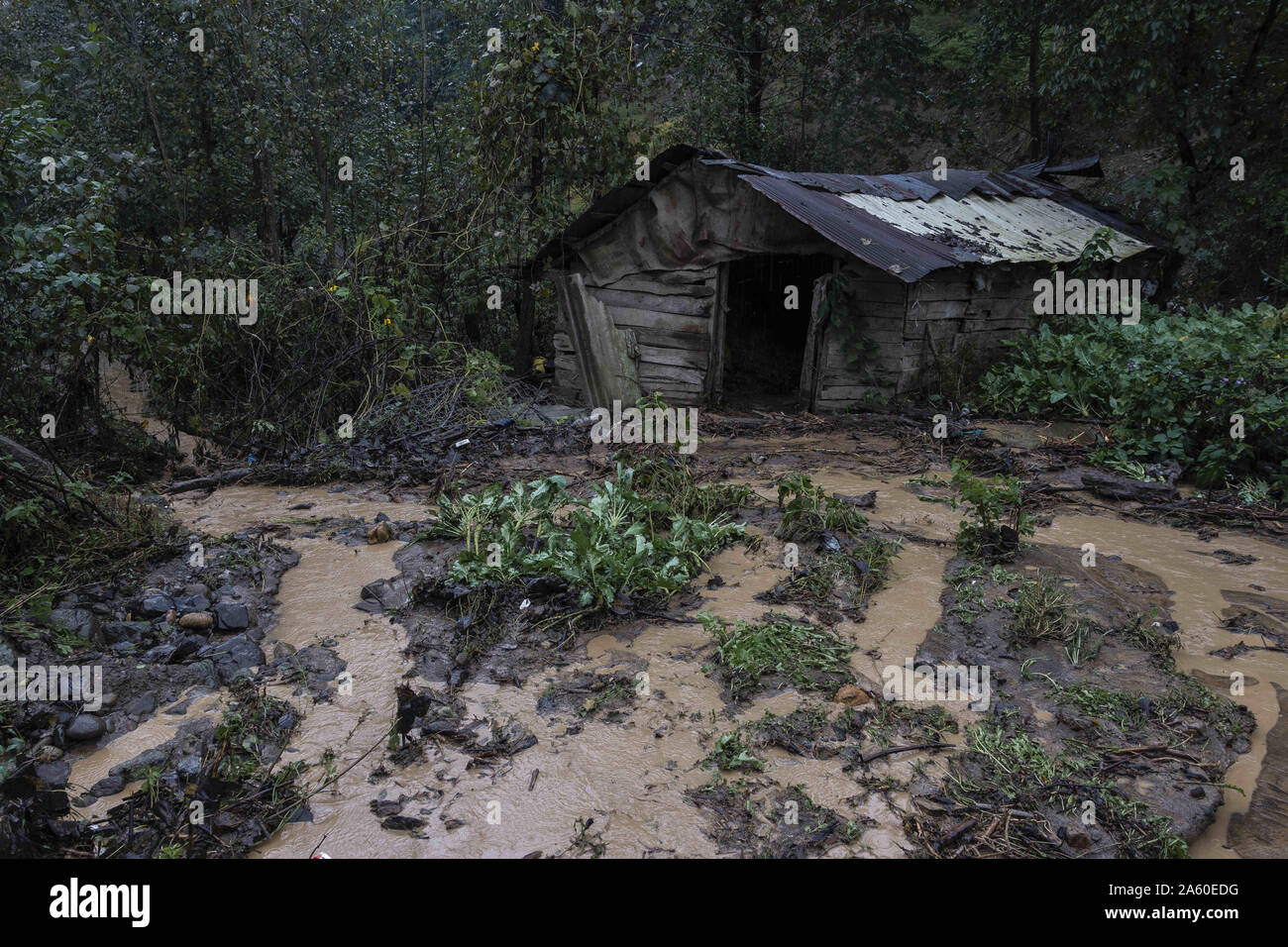 Shaft, Gilan, Iran. 22nd Oct, 2019. A covered road by landslides in the ...