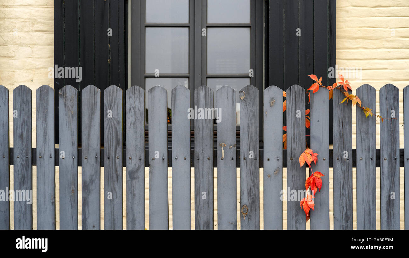 Wooden fence on the window background Stock Photo - Alamy