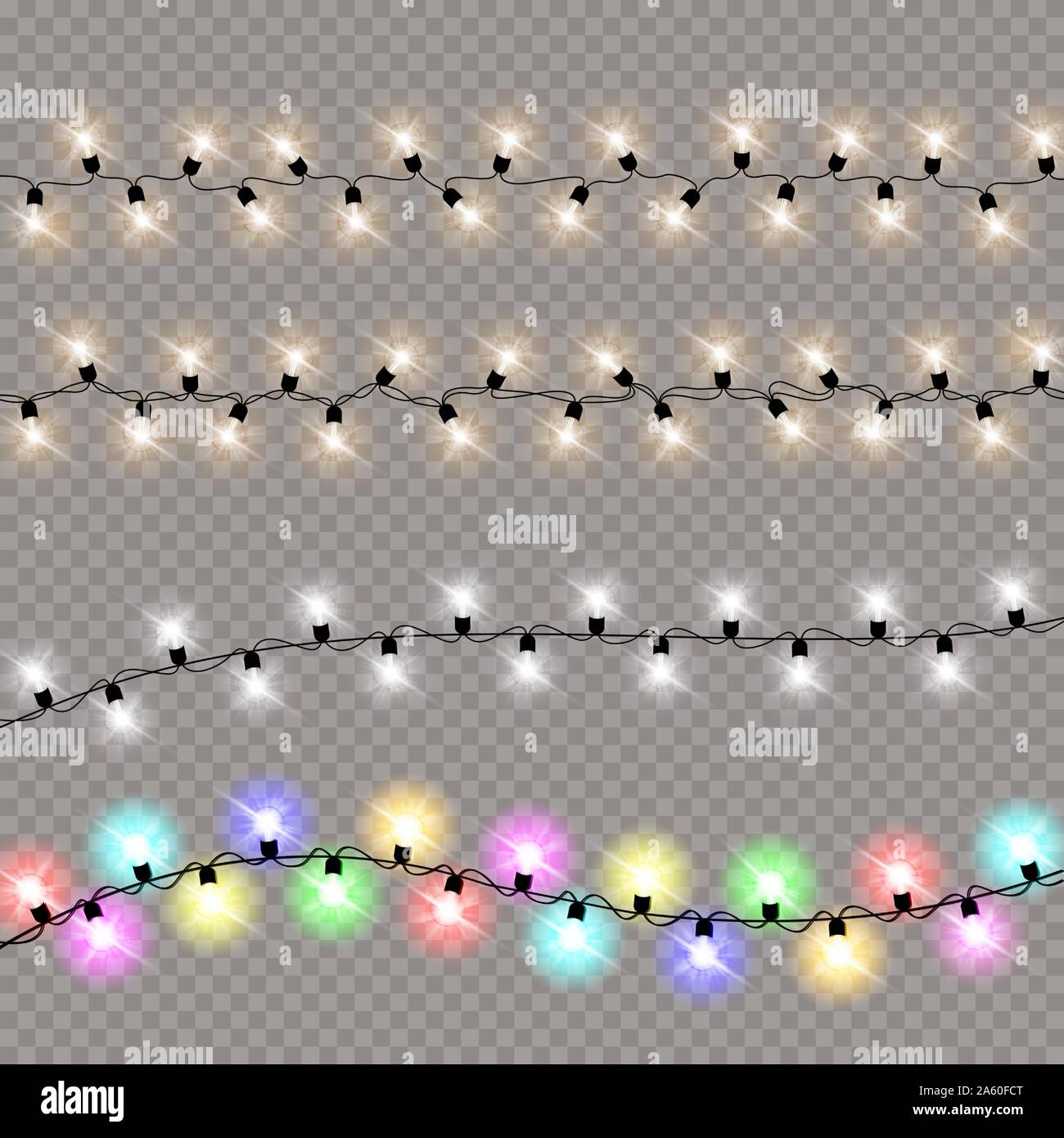 Christmas lights isolated realistic design elements. Glowing lights for ...