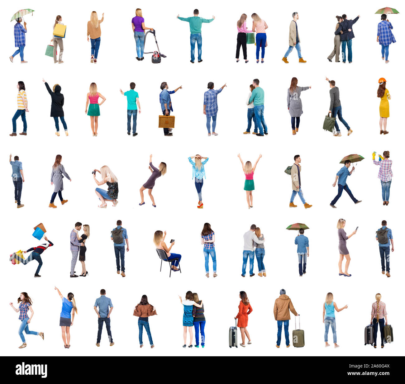 Collection " Back view people ". Rear view people set. backside view of ...