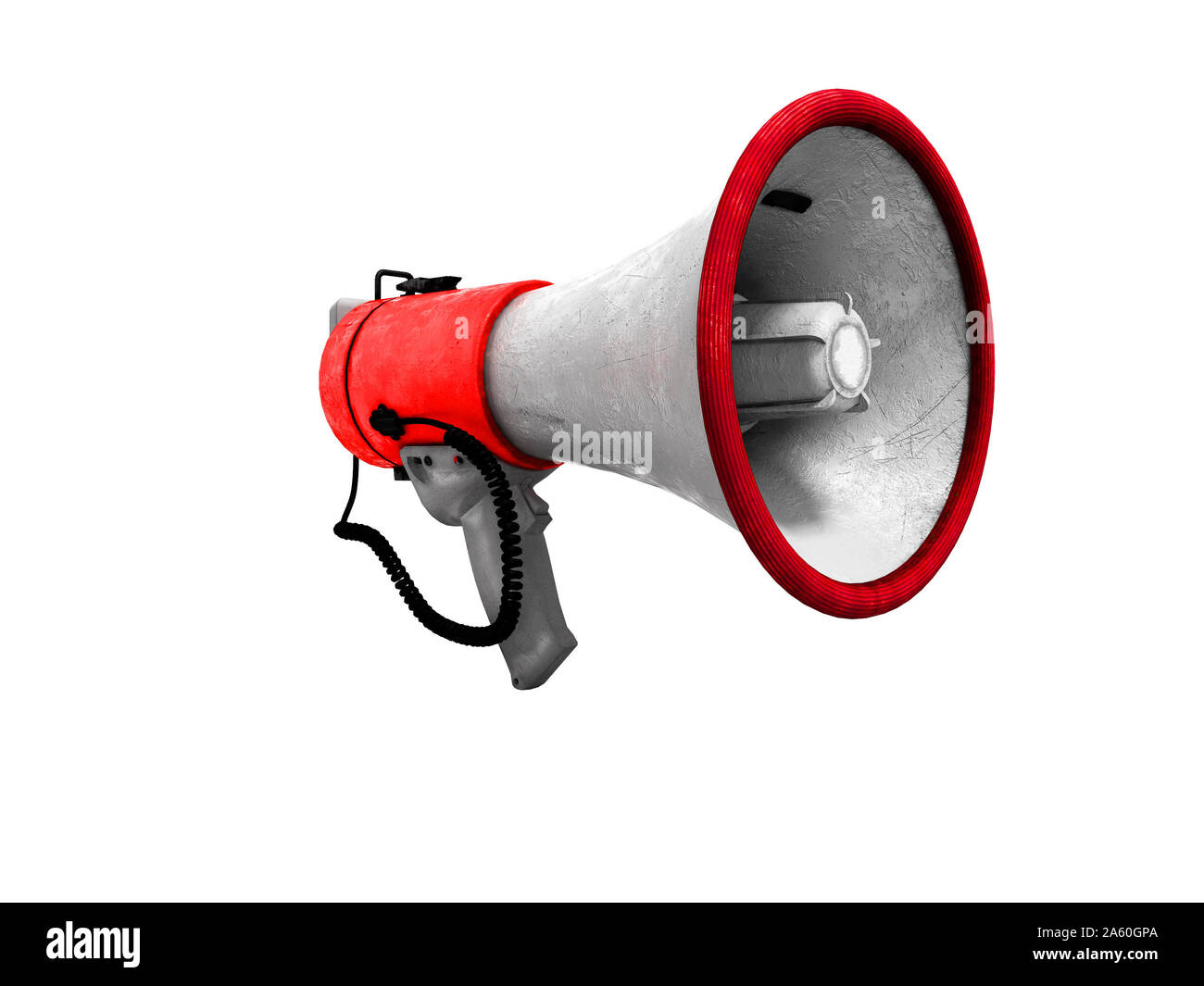 Red portable loudspeaker left view 3d render on white background no ...