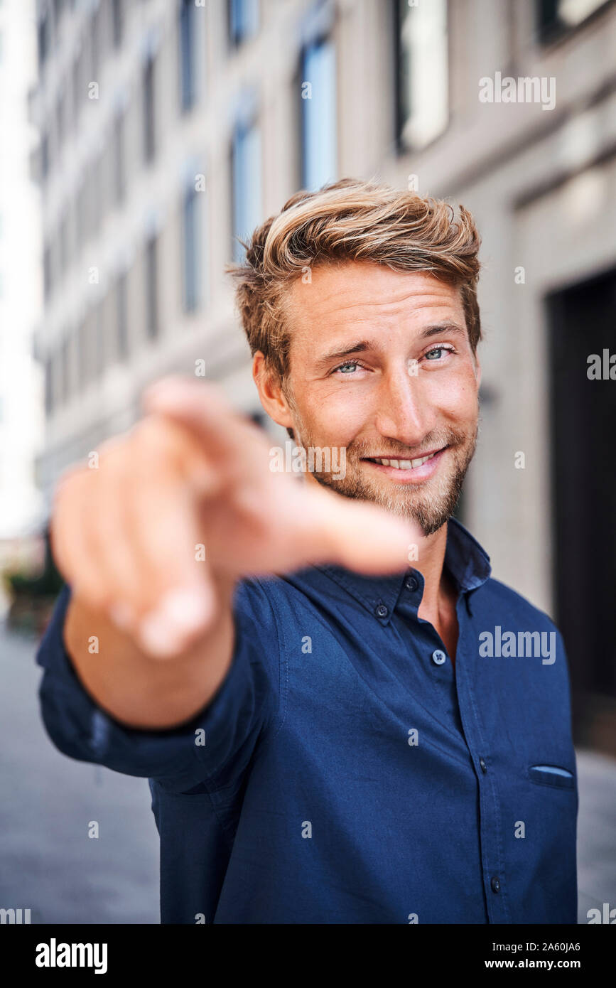 Man pointing with hand finger hi-res stock photography and images - Alamy