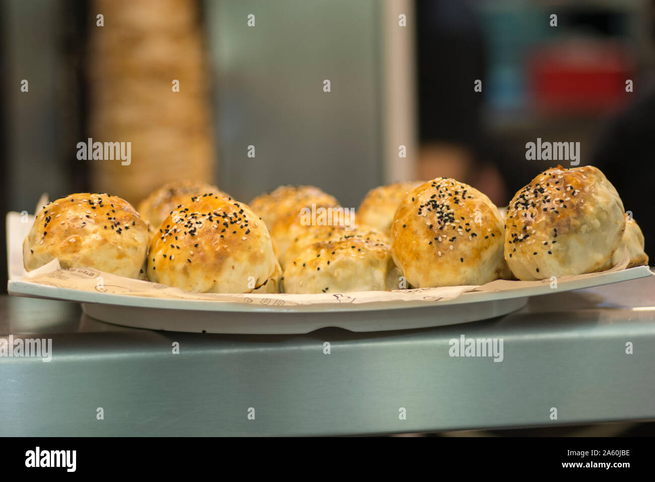 Bukharian (Uzbek) traditional pastries, stuffed with lamb meet and ...